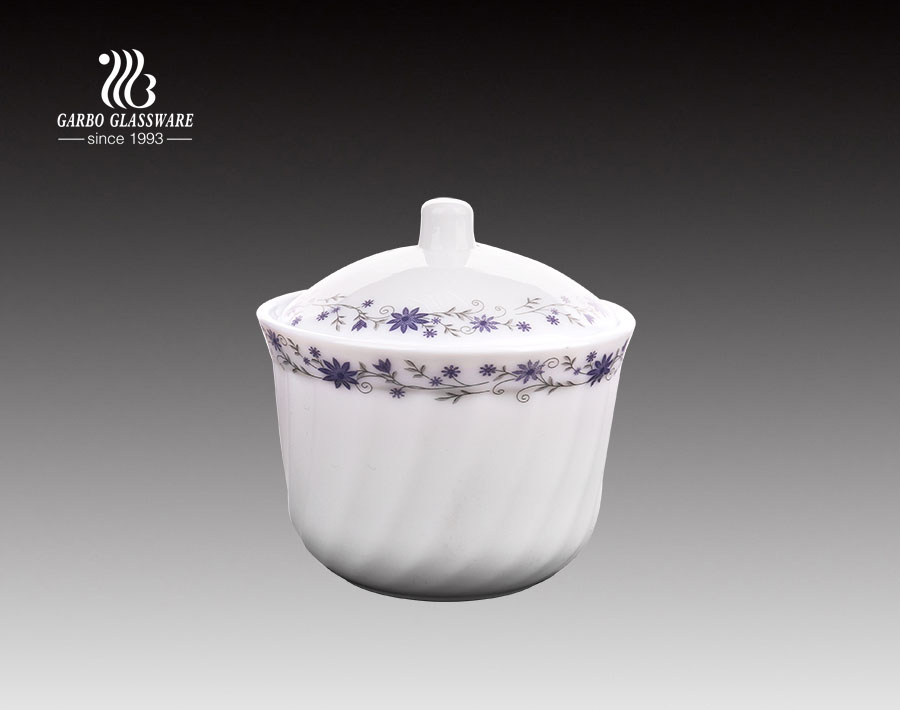 210ml White Opal Glass Soup Pot With Lid For Kitchen Manufacturers In China